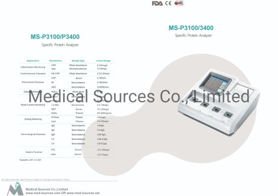 (MS-P3100) Touch Screen Highest Sensitivity Specific Protein Analyzer ...