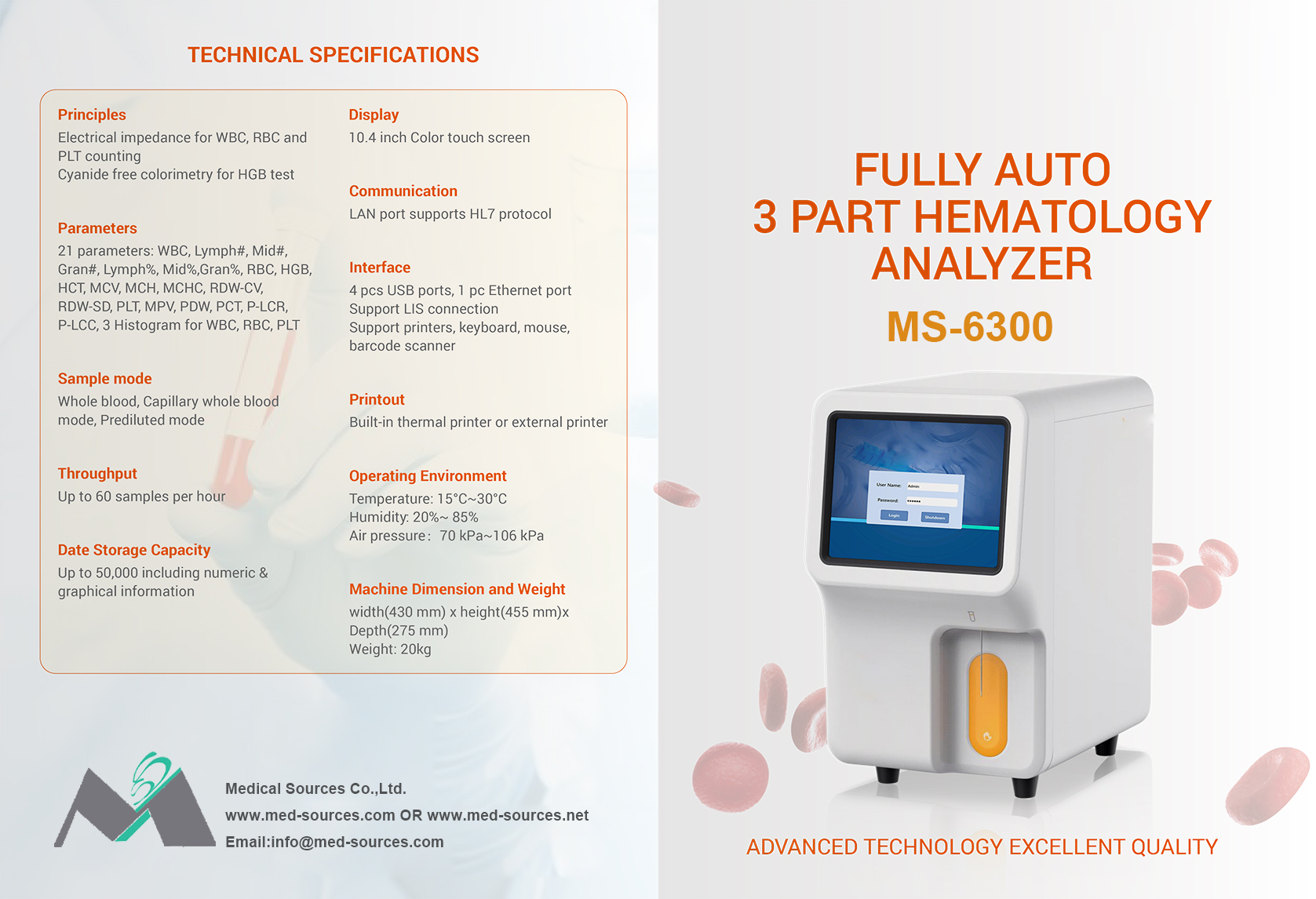 MS-6300 Auto 3-Part Hematology Analyzer - Buy Hematology Analyzer, Blood Analyzer, 3 Part Blood ...